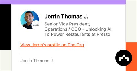 Jerrin Thomas J Senior Vice President Operations Coo Unlocking Ai To Power Restaurants