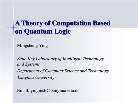 Ppt A Theory Of Computation Based On Quantum Logic Powerpoint
