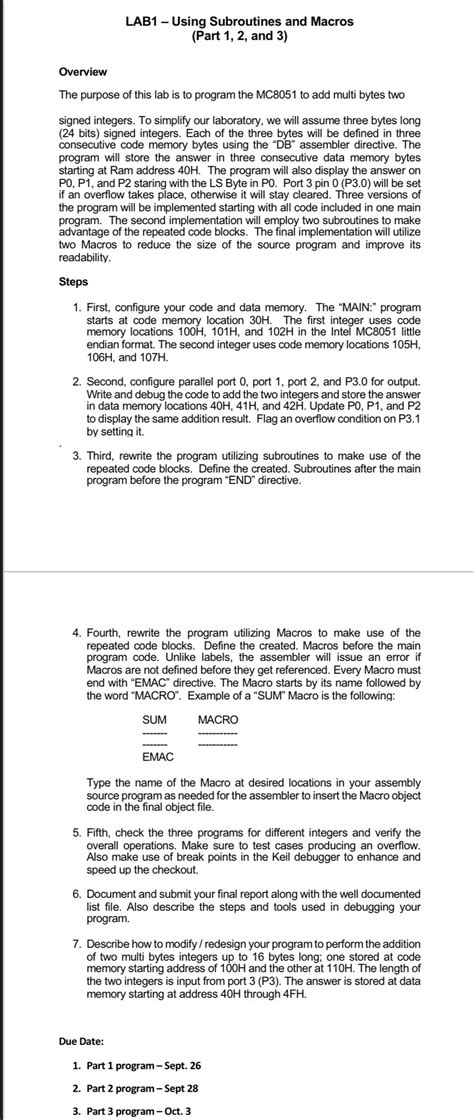 Lab1 Using Subroutines And Macros Part 1 2 And