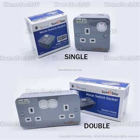 SUNSTAR A METAL SWITCH SOCKET Metal Clad Socket Outlet Extension Socket Besi Metal Socket Plug