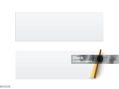 골드 컬링 가장자리가 있는 흰색 접착 사각형 스티커 3d 빈 종이 레이블 벡터 그림입니다 흰색 배경에 트위스트 가장자리가 있는 배지 0명에 대한 스톡 벡터 아트 및 기타