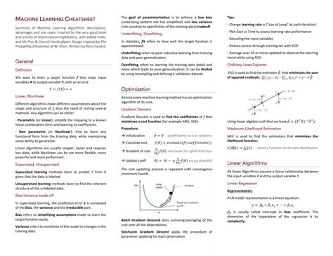 Machine Learning Cheat Sheet