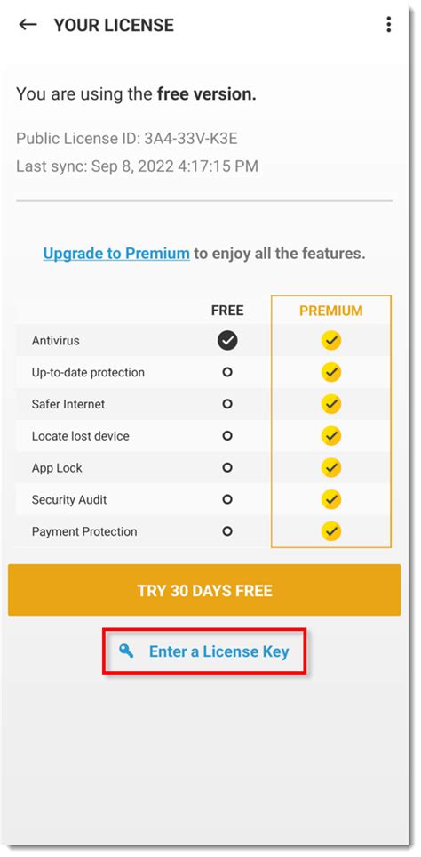 KB6572 Activate Premium Features In ESET Mobile Security For Android 7 X8 X