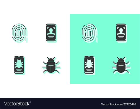 Set System Bug Fingerprint On Mobile And Mobile Vector Image