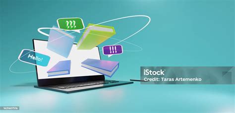 학교로 돌아가기 3d 템플릿 배경 배너 책과 노트북이 있습니다 온라인 교육 3차원 형태에 대한 스톡 사진 및 기타 이미지 3