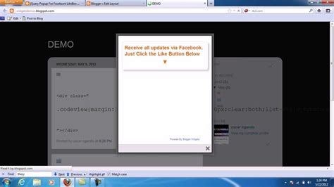 Adding Jquery Popup Facebook Likebox For Blogger Youtube