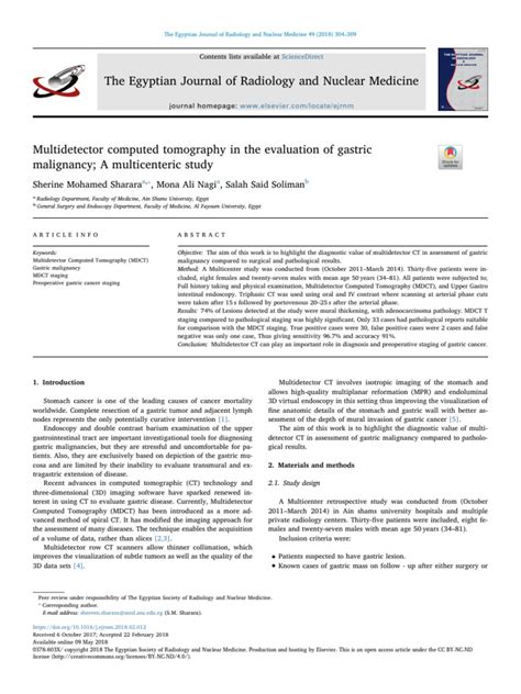 Journal 1 Multidetector Computed Tomography In The Evaluation Of Gastric Malignancy A