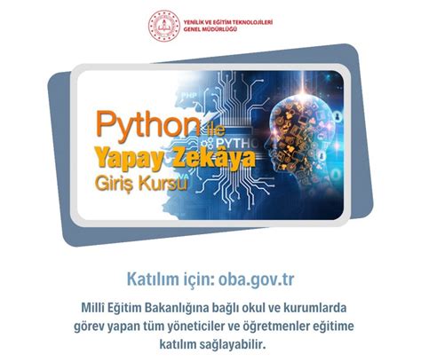 python ile yapay zekâya giriş kursu Öba da teknolojik Öğretmenler