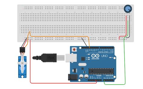 Circuit Design Potential Meter Control Servo Motor Tinkercad