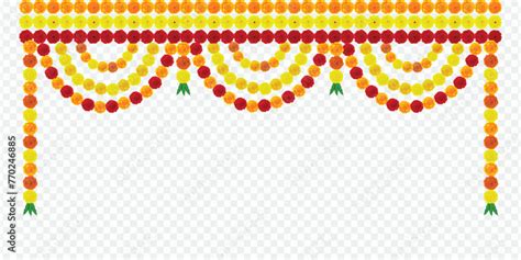 Toran Marigold Traditional Indian Marigold Durga Puja Vector Marigold Decoration Flower