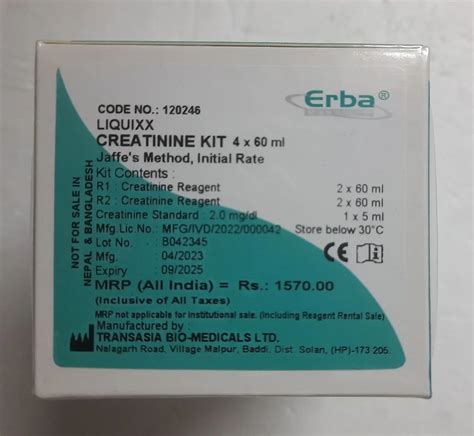 Erba Mannheim Creatinine Test Kit At Rs 1570 Box Creatinine Test Kit