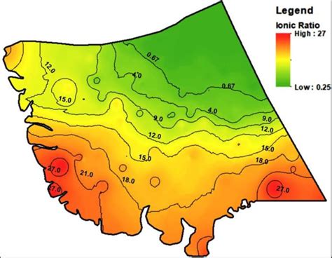 A Contour Map Showing Spatial Distribution Of Ionic Ratios Download