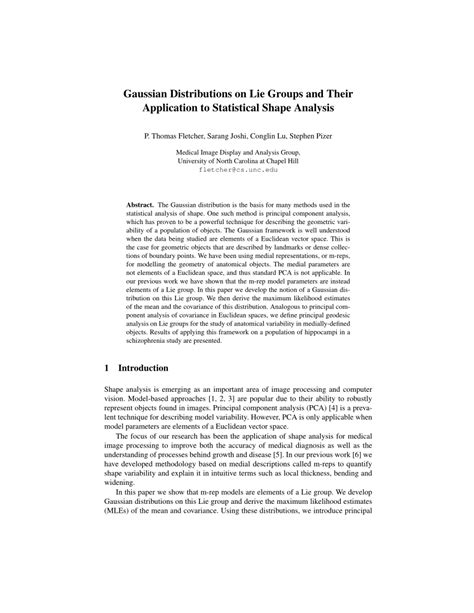 Pdf Gaussian Distributions On Lie Groups And Their Application To