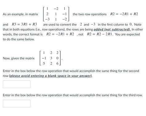 solved 1 2 as an example in matrix 2 1 1 the two row