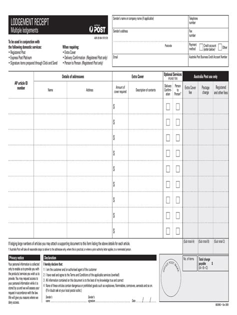 Post Lodgement Receipt Fill Out And Sign Online Dochub