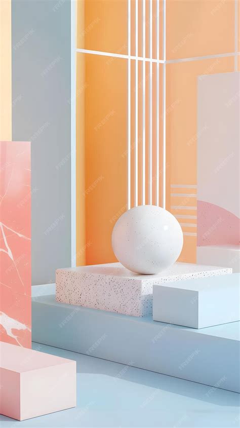 Abstract Minimalist Geometric Shapes 3d Render Premium Ai Generated Image