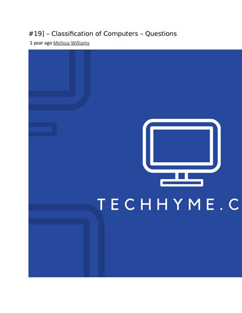 Topice 6 Comp Assessment 19 Classification Of Computers Questions 1 Year Ago Melissa