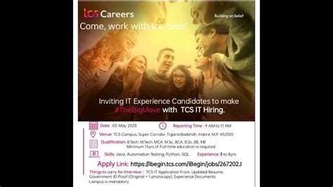 Tcs Walk In For Javapythonsqltesting Hiring Walkin Career