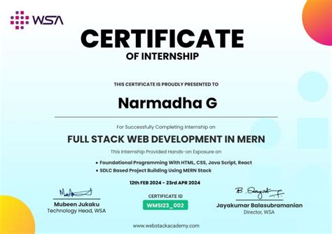 Internship Mernstack Webdevelopment Wsa Narmadha G