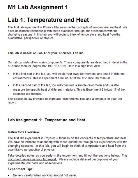 M Lab Assignment Lab Temperature And Heat The Chegg Com