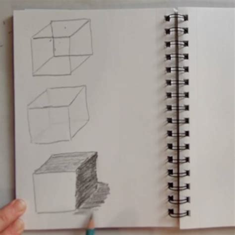 Drawing An Easy D Cube Step By Step With Shading Artlooklearn Com