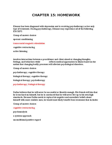 Chapter 15 Homework Chapter 15 Homework Eleanor Has Been Diagnosed