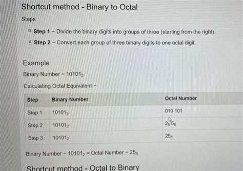 solved shortcut method binary to octal steps i step 1