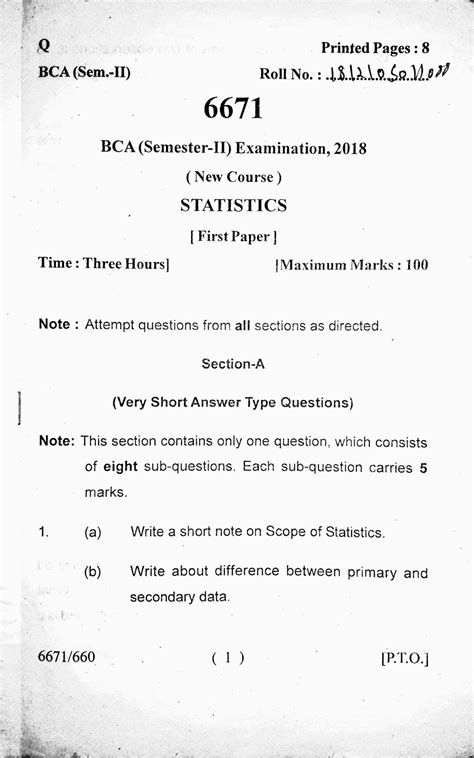 Statistics Sample Paper