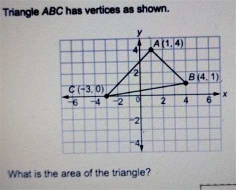 Solved Triangle Abc Has Vertices As Shown What Is The Area Of The