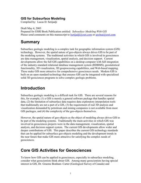 Pdf Gis For Subsurface Modeling Gis Mapping Gis For Subsurface