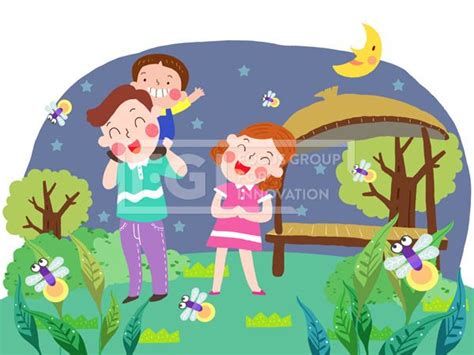 Pai077 프리진 일러스트 사람 교육 휴일 여름 Pater 가족 일러스트 프리진 페인터 학교 원두막 초등학생 방학 지방 산책 남자어린이