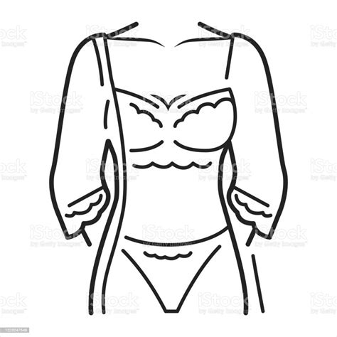 페이그누아 란제리 블랙 라인 아이콘 웹 페이지 모바일 앱 프로모션에 대한 픽토그램 Ui Ux Gui 디자인 요소입니다 편집 가능한 스트로크 0명에 대한 스톡 벡터 아트 및