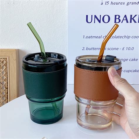博立美 高颜值玻璃杯吸管杯大容量杯子带盖奶茶杯学生喝水杯子 阿里巴巴