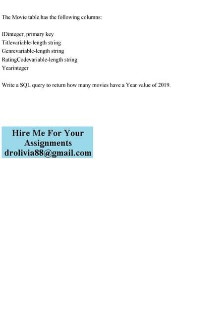 The Movie Table Has The Following Columnsid Integer Primary Kepdf