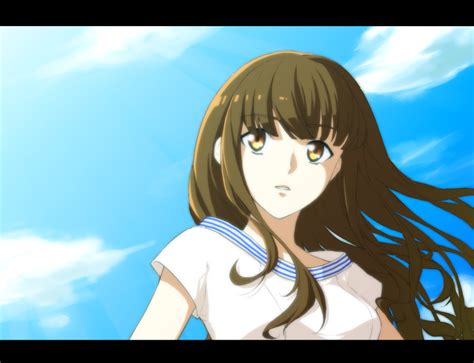Safebooru 1girl Anime Coloring Aya7721 Bangs Blue Sky Blunt Bangs