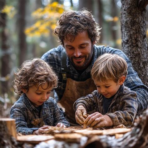 Treehouse Teamwork Father And Sons Creating Memories Together Premium