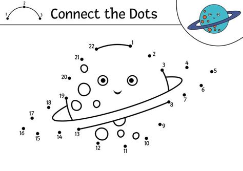 vector space dot to dot and color activity with cute planet astronomy