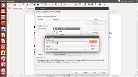 Create Custom Toolbar On Libreoffice