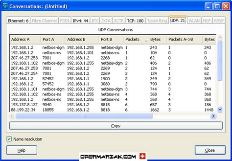 Wireshark Statistics Conversations Udp