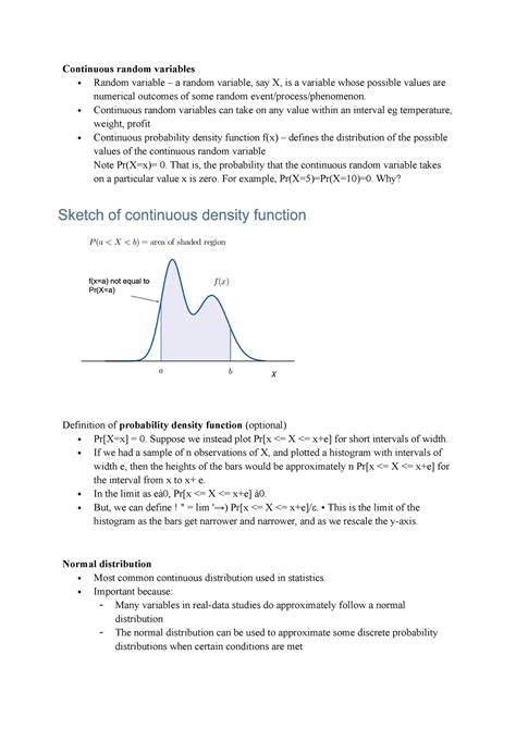 Chapter 6 Stat Continuous Random Variable Notes Continuous Random