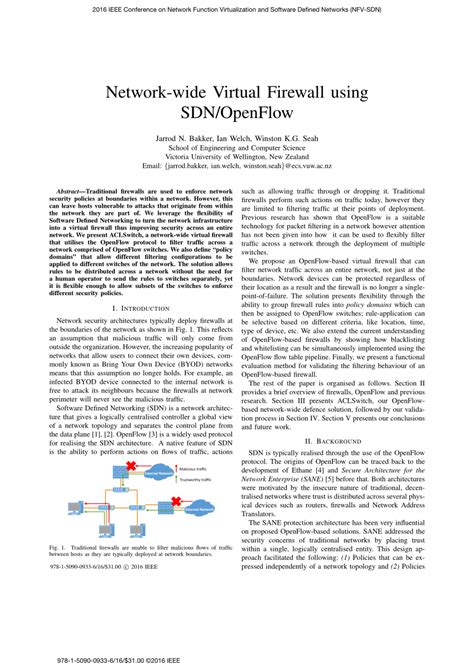 Pdf Network Wide Virtual Firewall Using Sdnopenflow