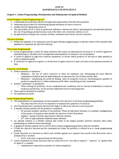 Mathematics In The Modern Worldfinalsreviewer Pdf Linear Programming Mathematical