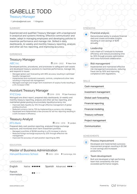 5 Treasury Manager Resume Examples Guide For 2023