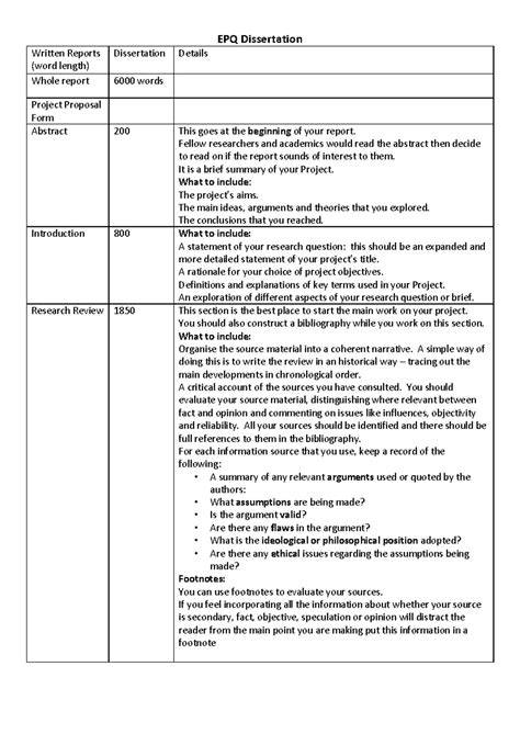Epq Dissertation Guide Structure Content And Examples Studocu
