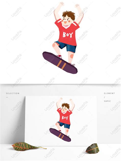 만화 손으로 그려진 십대 스케이트 보드 일러스트 Png 및 벡터 이미지 무료 다운로드 Lovepik