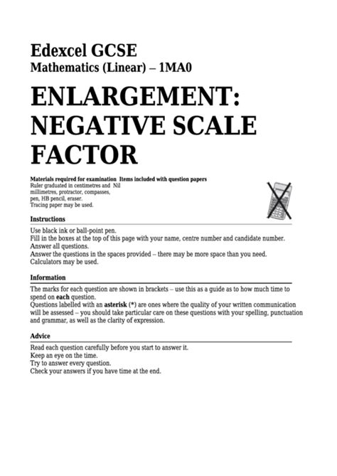 Edexcel Gcse Mathematics Linear Enlargement Negative Scale Factor