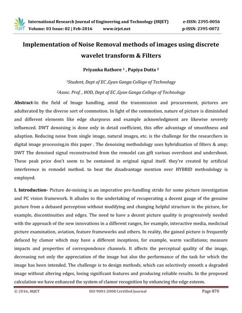 Implementation Of Noise Removal Methods Of Images Using Discrete
