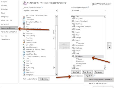 How To Reset Microsoft Office Ribbon Customizations