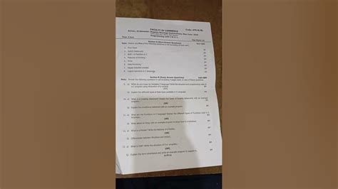 Ii Semester Programing With Candc Previous Year Question Paper Youtube