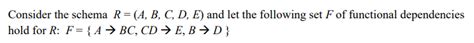 Solved Consider The Schema R A B C D E And Let The Chegg